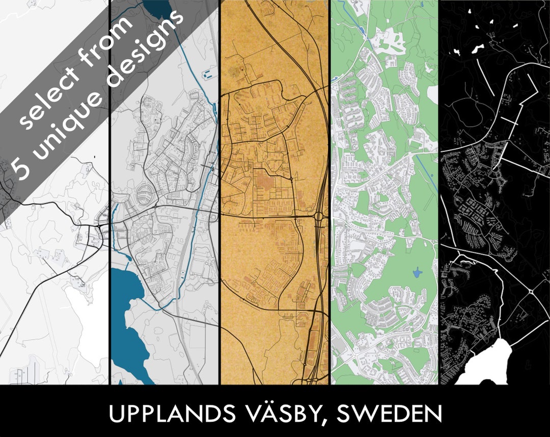UPPLANDS VÄSBY Map, City Poster, Sweden, Upplands Vasby Karta, Map of ...