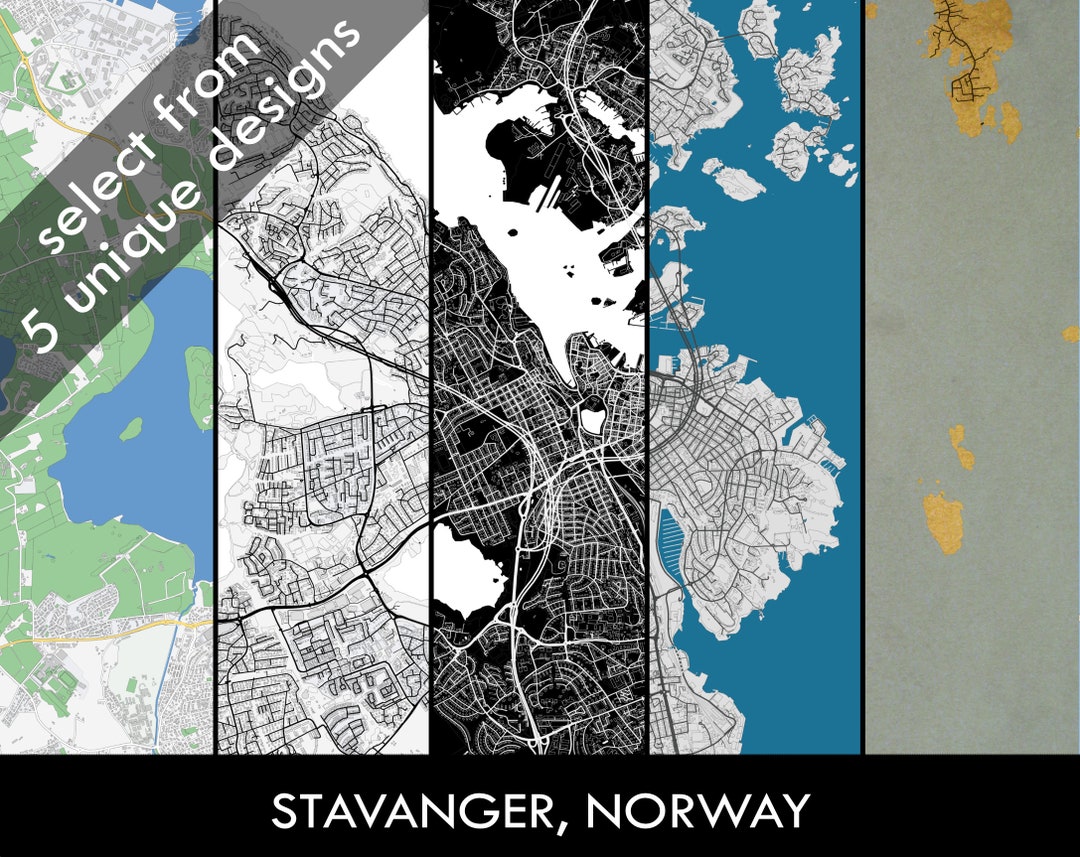 STAVANGER Map, City Poster, Norway, Stavanger Kart, Map of Stavanger ...