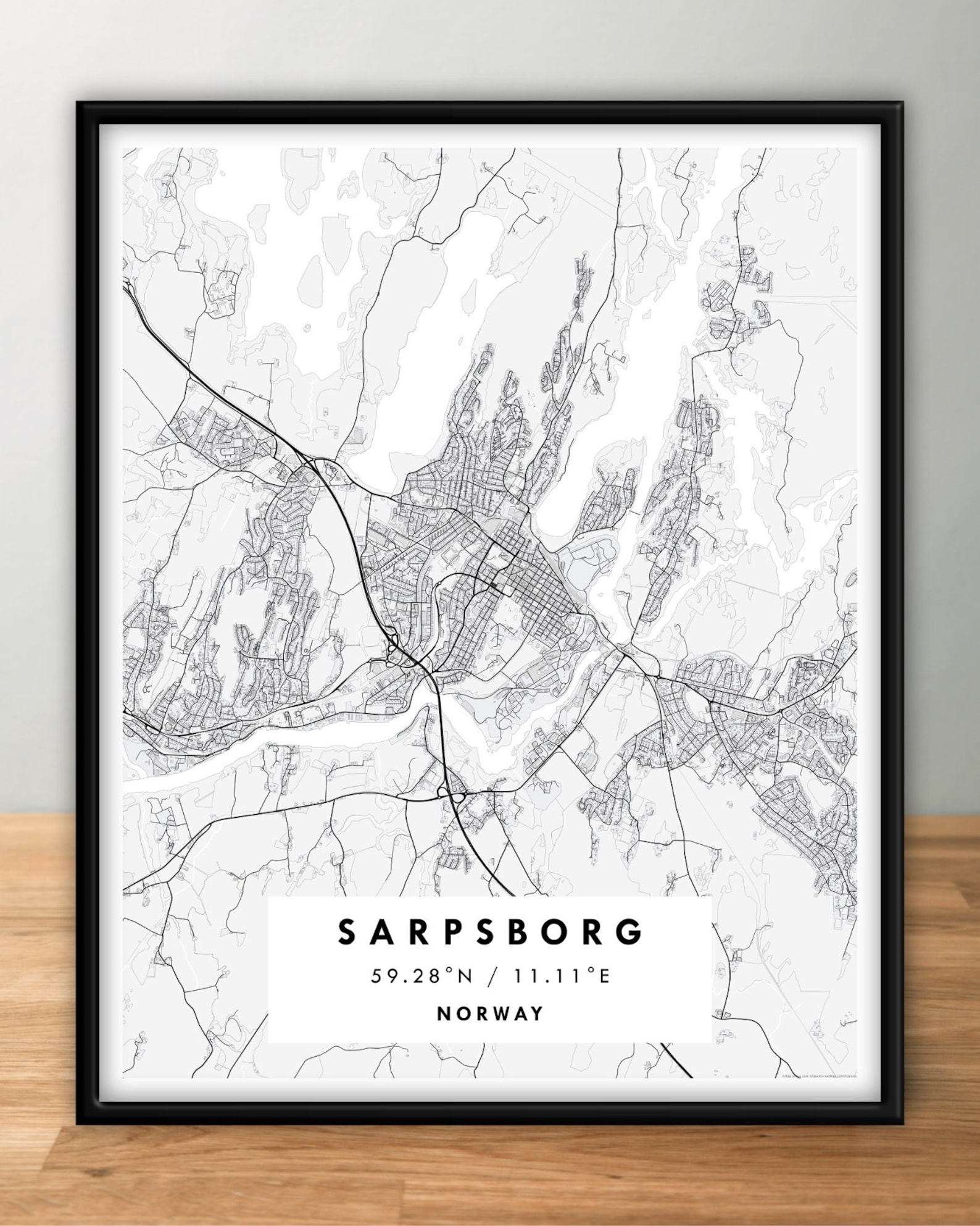 SARPSBORG Map, City Poster, Norway, Sarpsborg Kart, Map of Sarpsborg ...