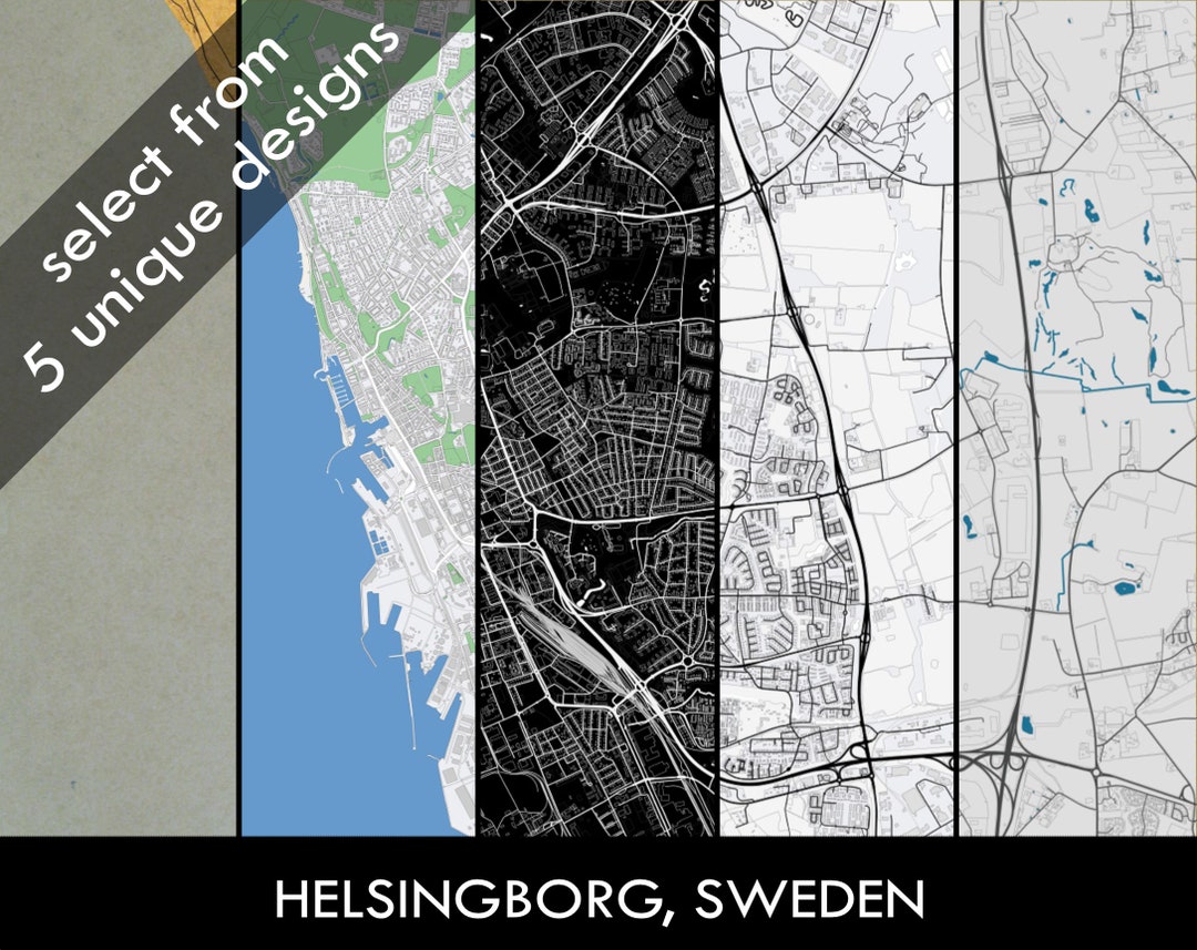 HELSINGBORG Map City Poster Helsingborg Karta Digital - Etsy