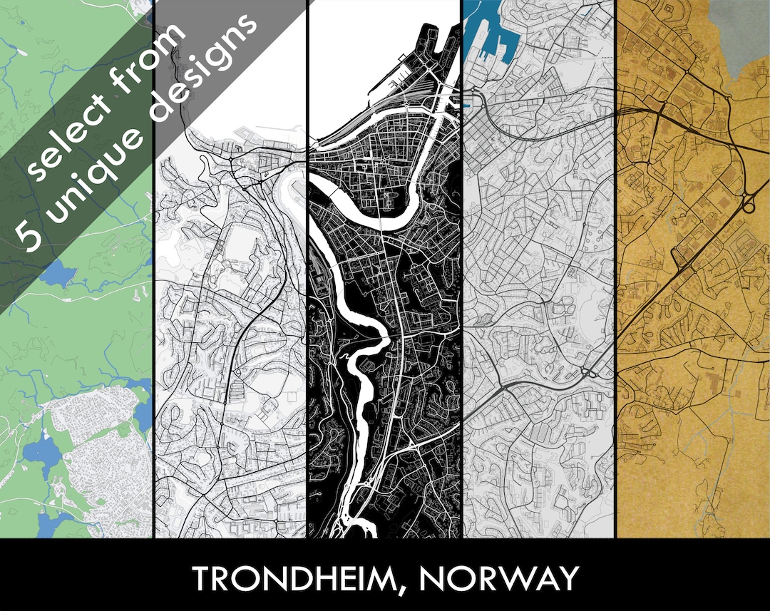 TRONDHEIM Map, City Poster, Norway, Trondheim Kart, Digital Download ...