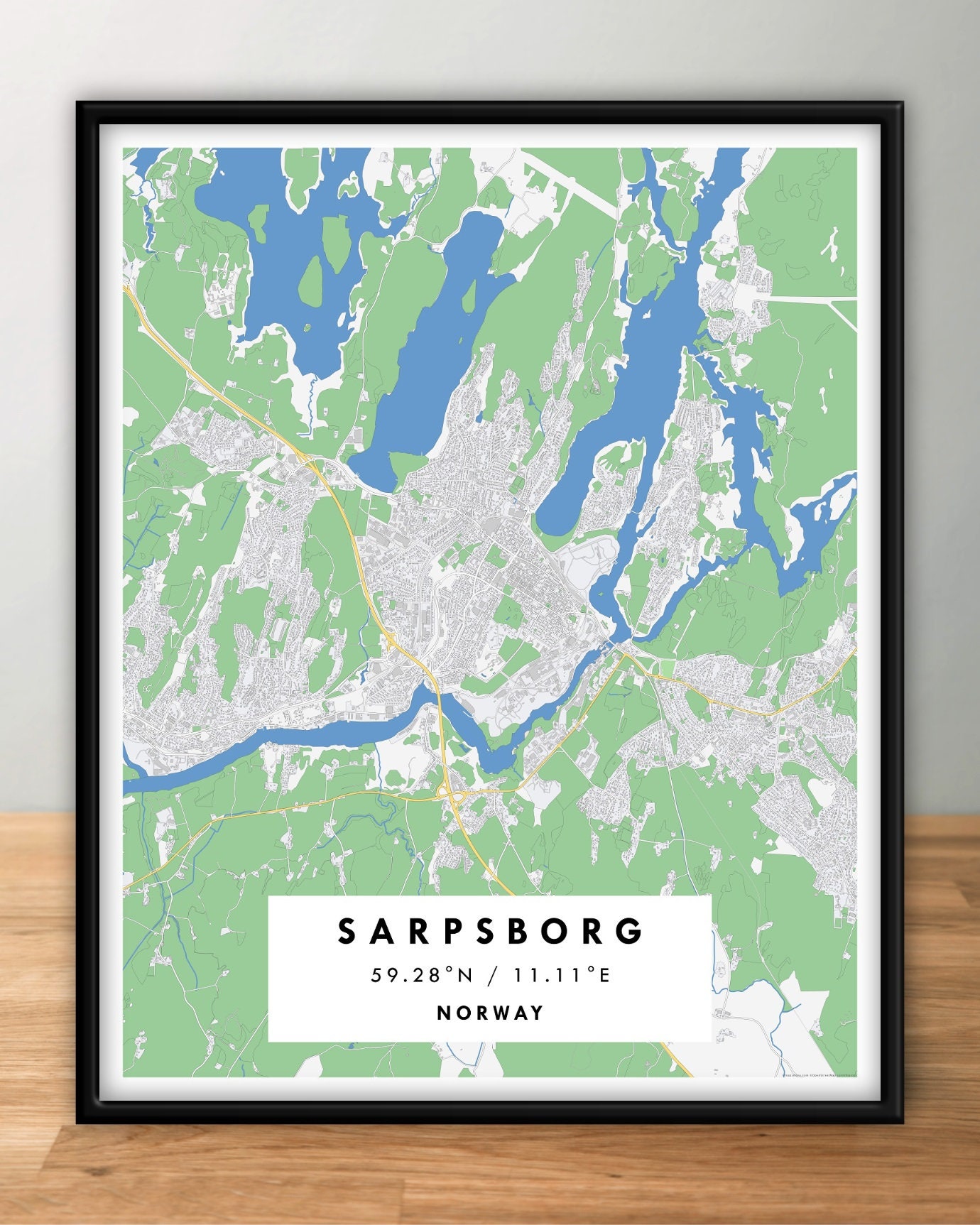 SARPSBORG Map, City Poster, Norway, Sarpsborg Kart, Map of Sarpsborg ...
