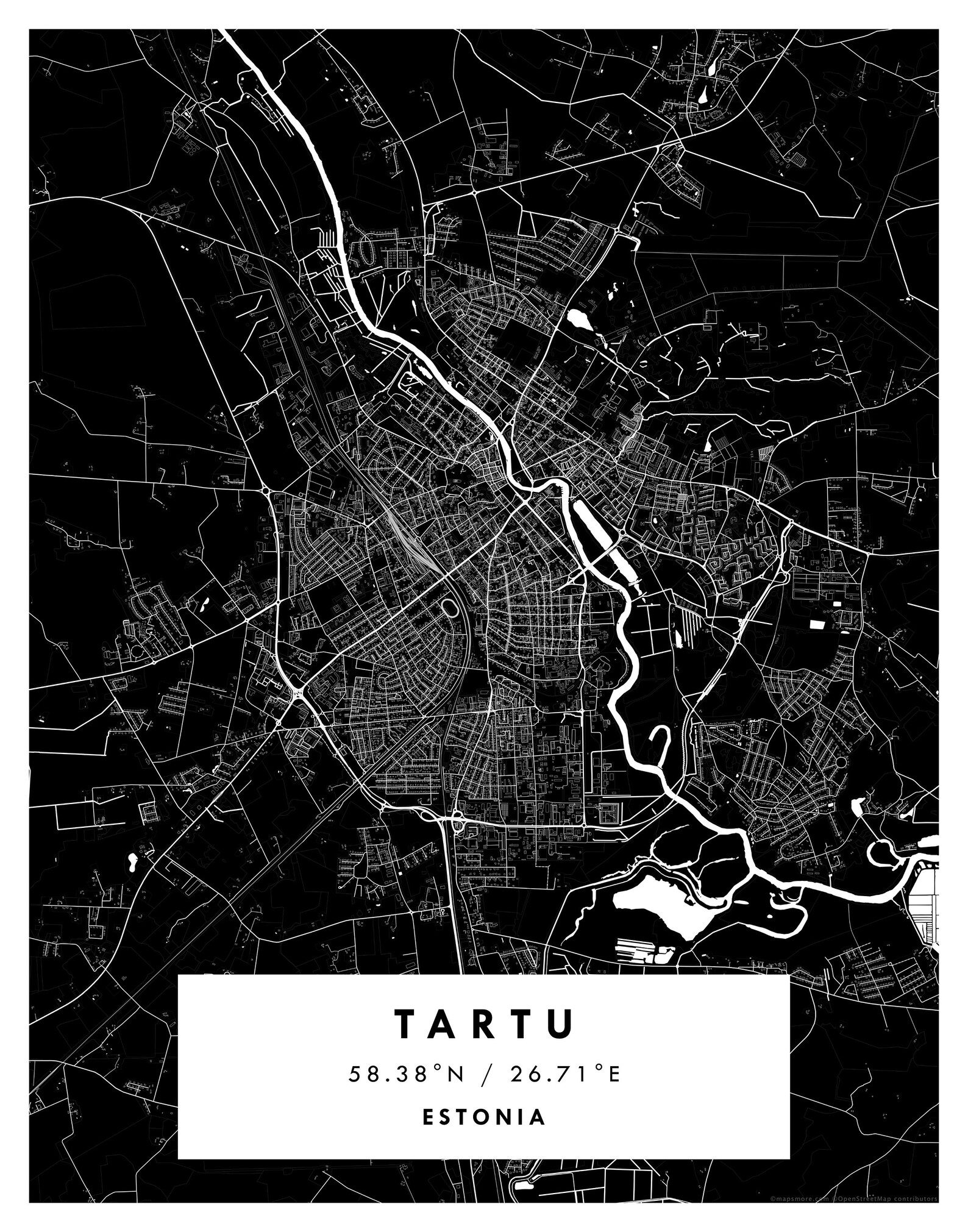 TARTU Map, City Poster, Estonia, Tartu Kaart, Digital Download, Tartu ...