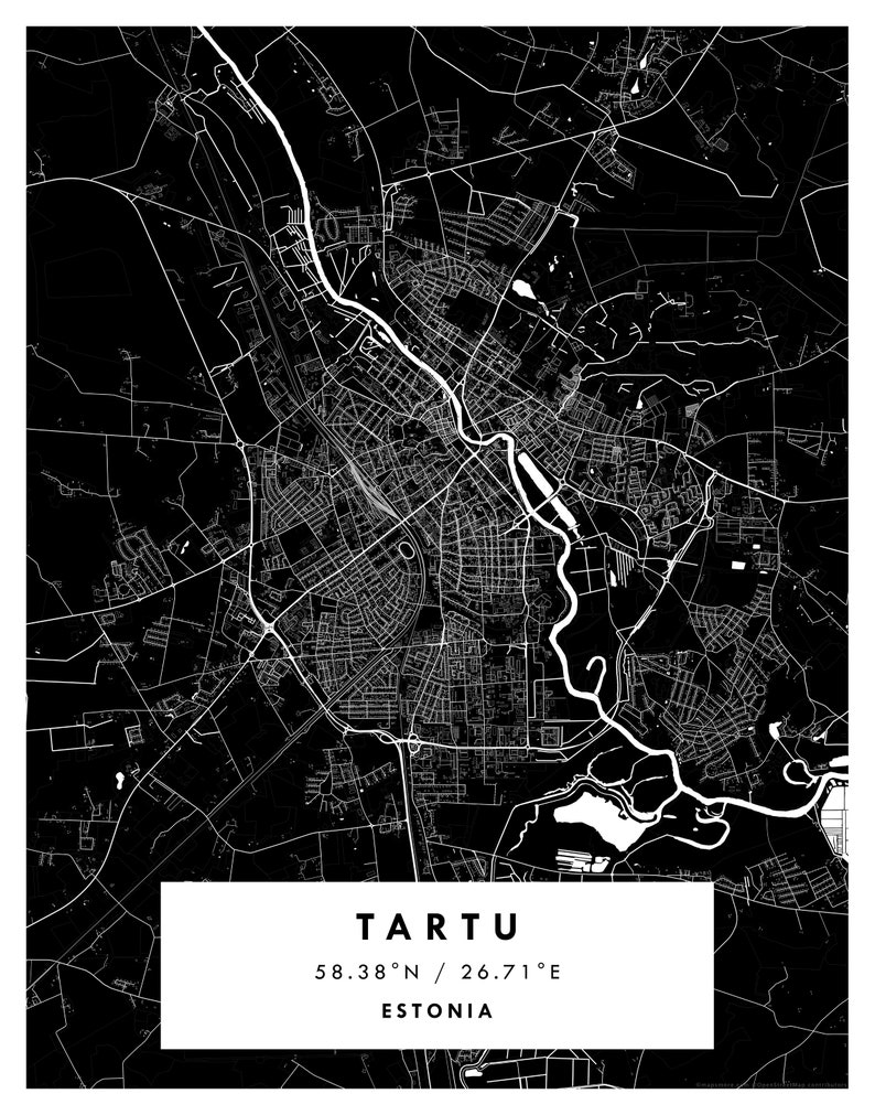 TARTU Map, City Poster, Estonia, Tartu Kaart, Digital Download, Tartu ...