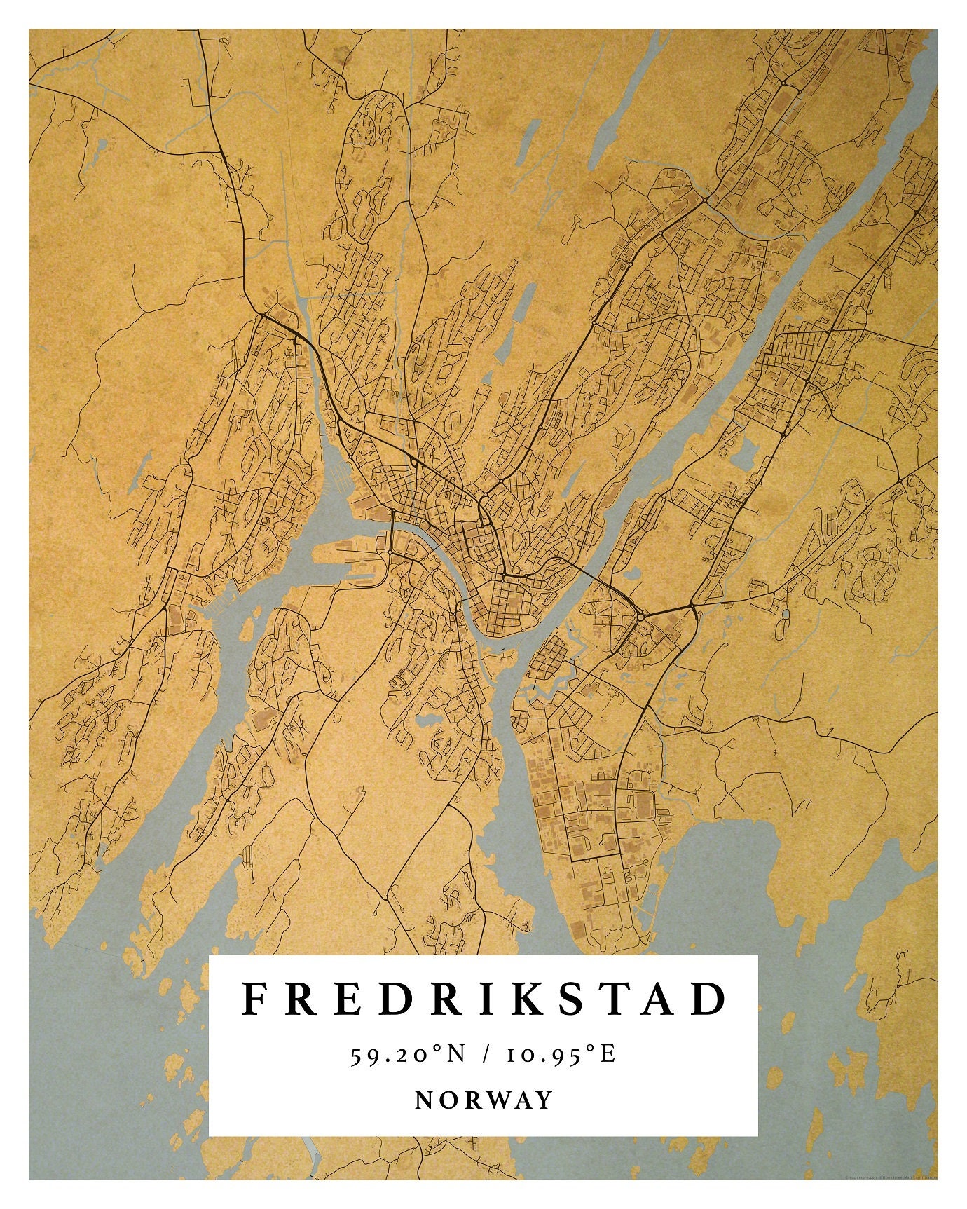 FREDRIKSTAD Map, City Poster, Norway, Fredrikstad Kart, Map of Fredrikstad, Digital Download ...