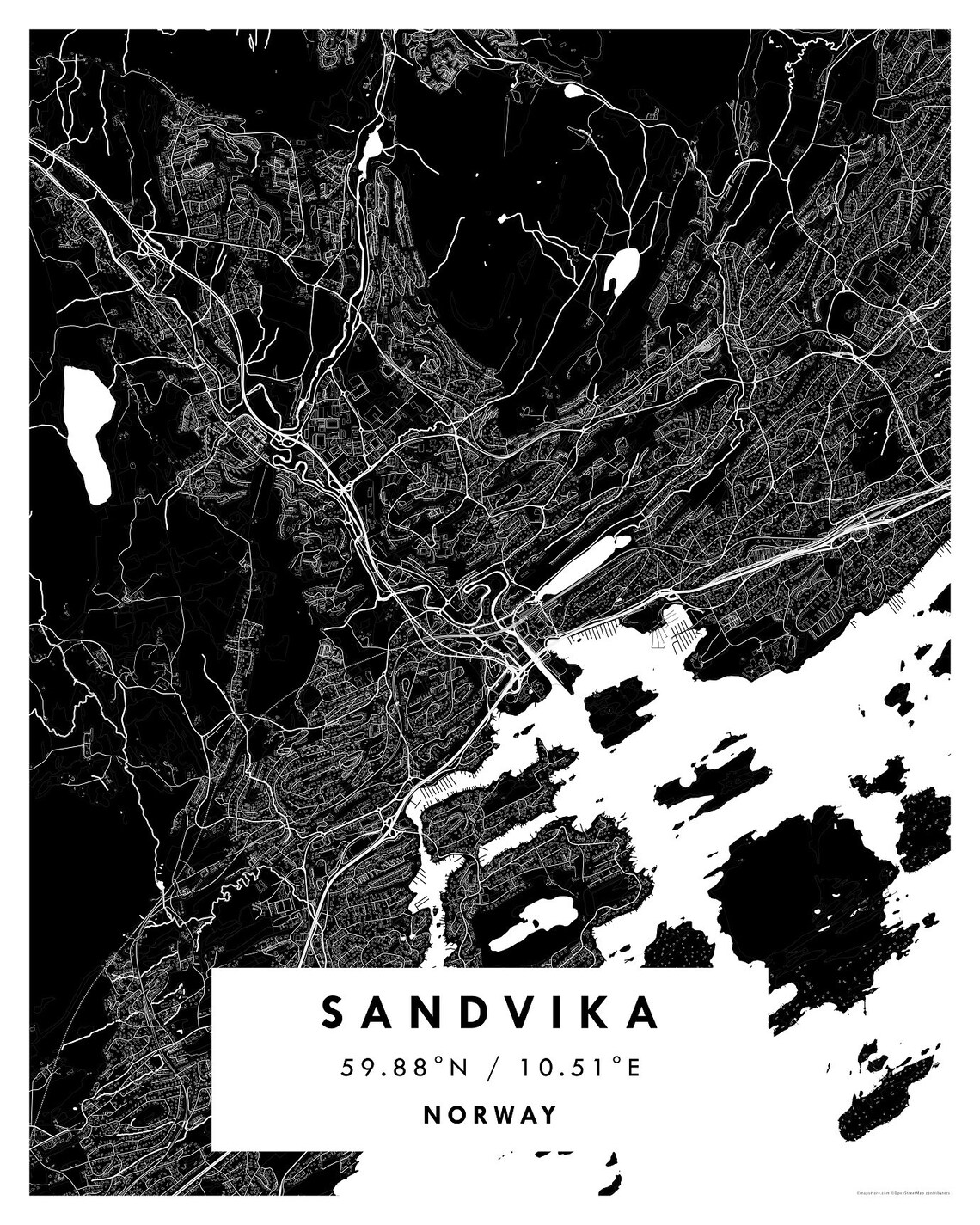 SANDVIKA Map City Poster Sandvika Kart Digital Download - Etsy