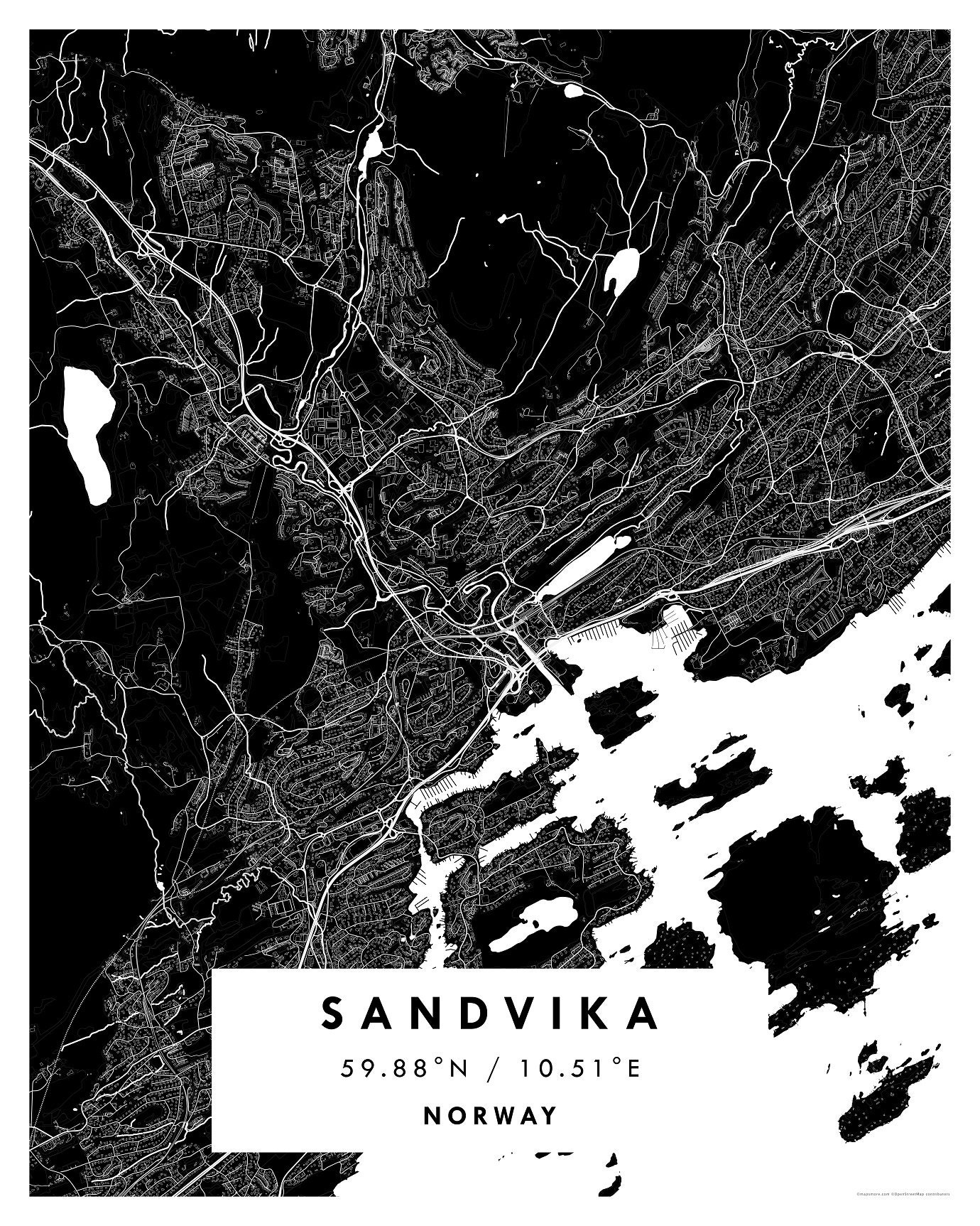 SANDVIKA Map City Poster Sandvika Kart Digital Download - Etsy