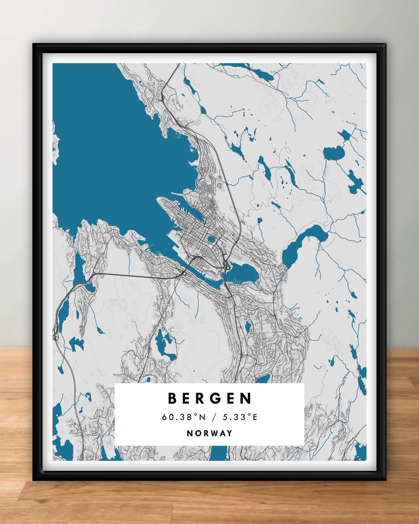 BERGEN Map, City Poster, Norway, Bergen Kart, Map of Bergen, Digital ...