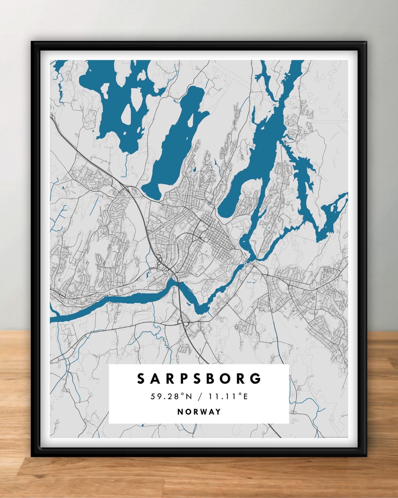 SARPSBORG Map, City Poster, Norway, Sarpsborg Kart, Map of Sarpsborg ...
