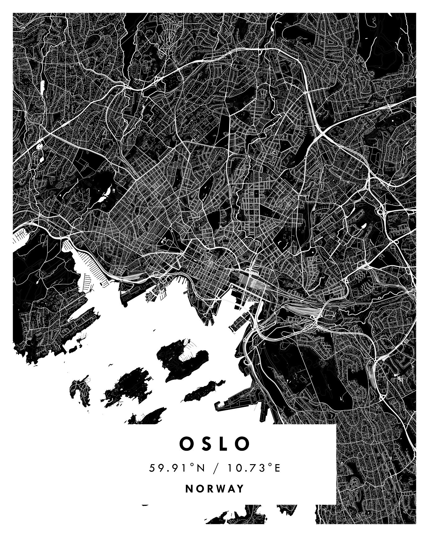 OSLO Map, City Poster, Norway, Oslo Kart, Map of Oslo, Digital Download ...