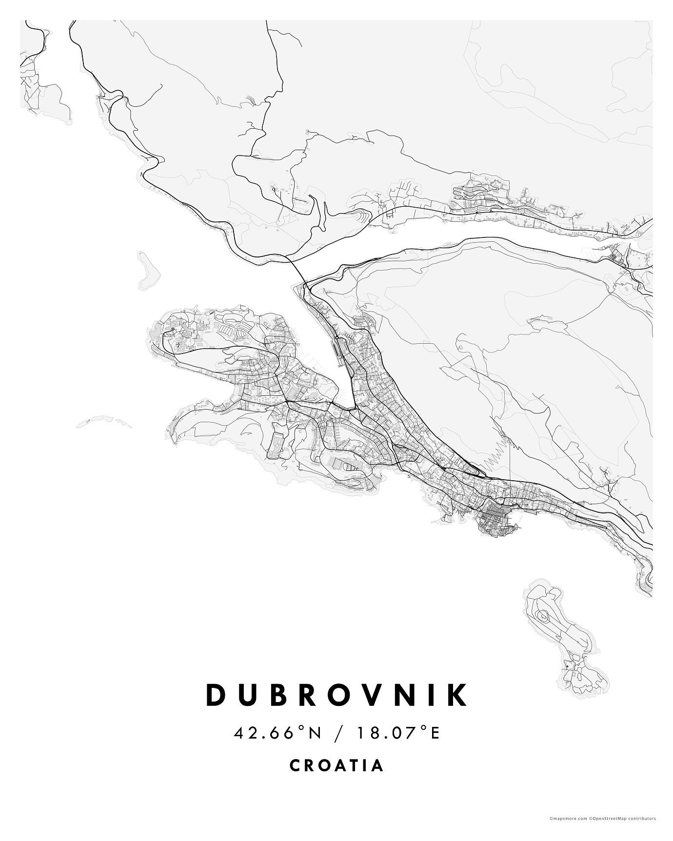 DUBROVNIK Map City Poster Karta Dubrovnika Digital - Etsy