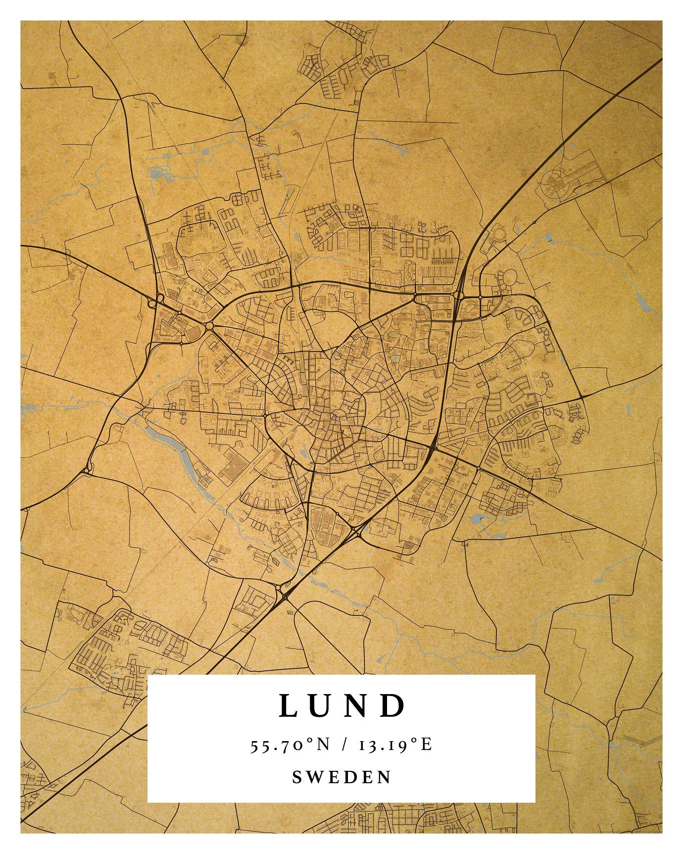 LUND Map, City Poster, Sweden, Lund Karta, Digital Download, Map of ...
