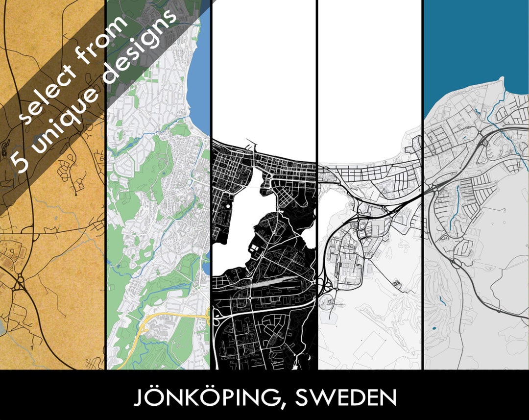 JÖNKÖPING Map, City Poster, Sweden, Jönköping Karta, Digital Download ...