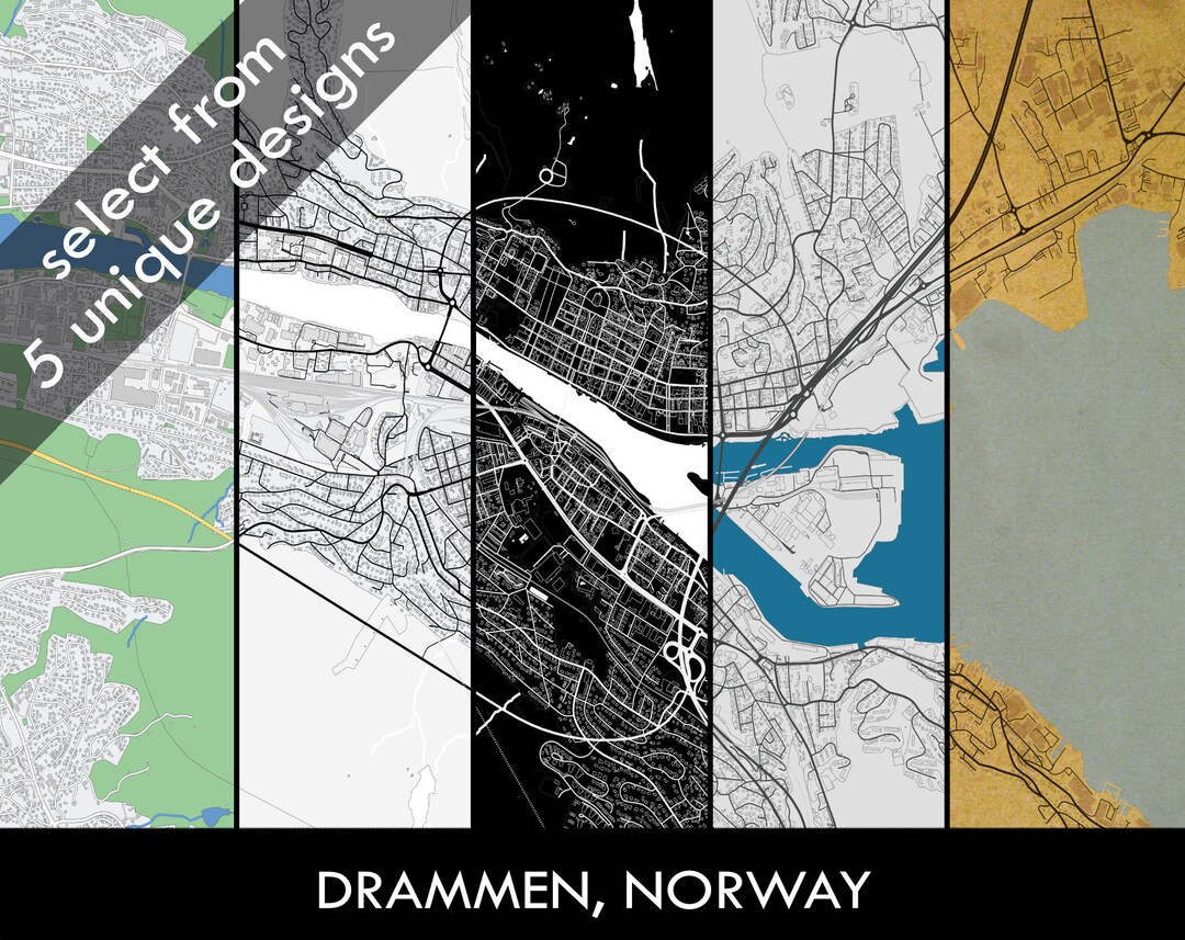 DRAMMEN Map, City Poster, Norway, Drammen Kart, Modern City Poster ...
