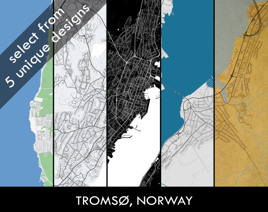 TROMSØ Map, City Poster, Norway, Tromsø Kart, Map of Tromso, Modern ...