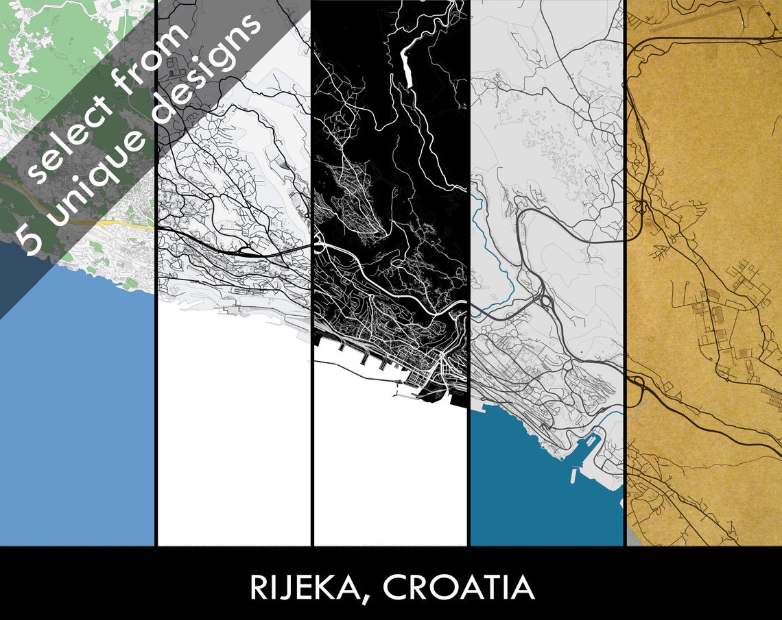 RIJEKA Map, City Poster, Croatia, Karta Rijeke, Map of Rijeka, Digital ...
