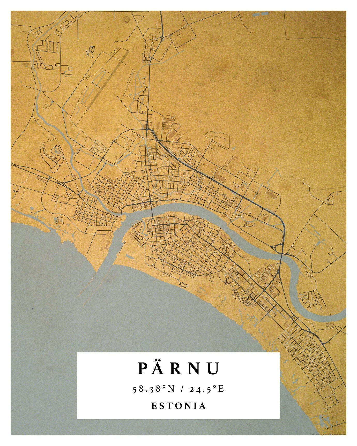 PÄRNU Map, City Poster, Estonia, Pärnu Kaart, Digital Download, Modern ...