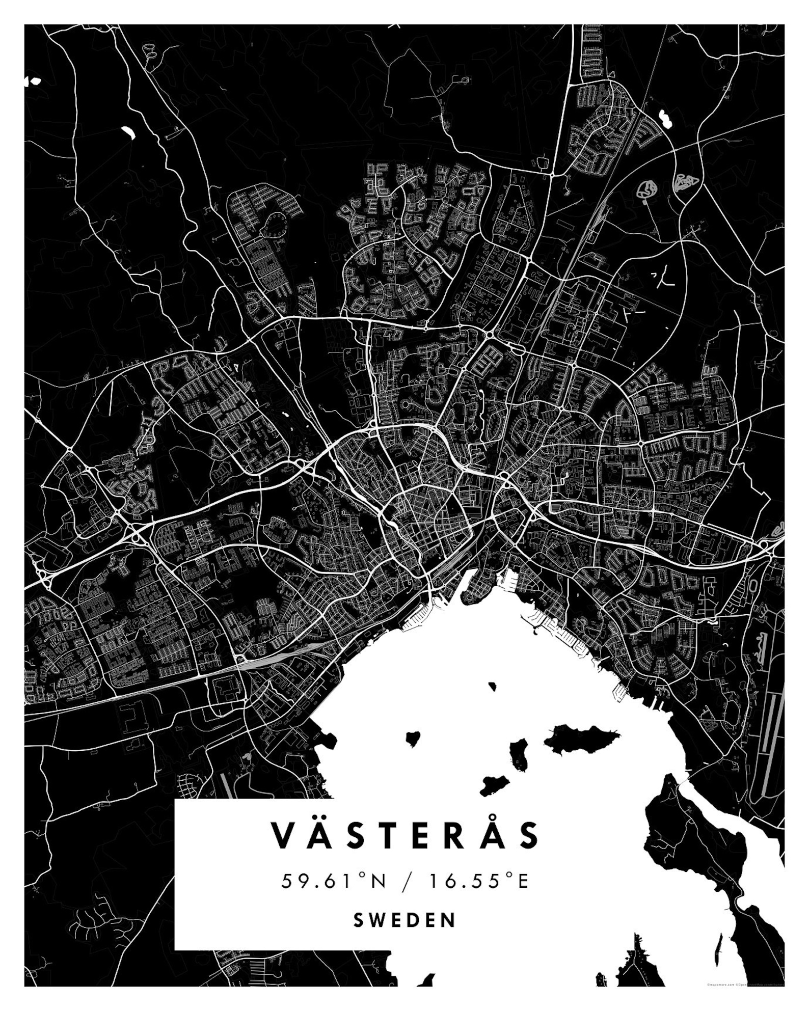 VÄSTERÅS Map, City Poster, Sweden, Västerås Karta, Digital Download ...