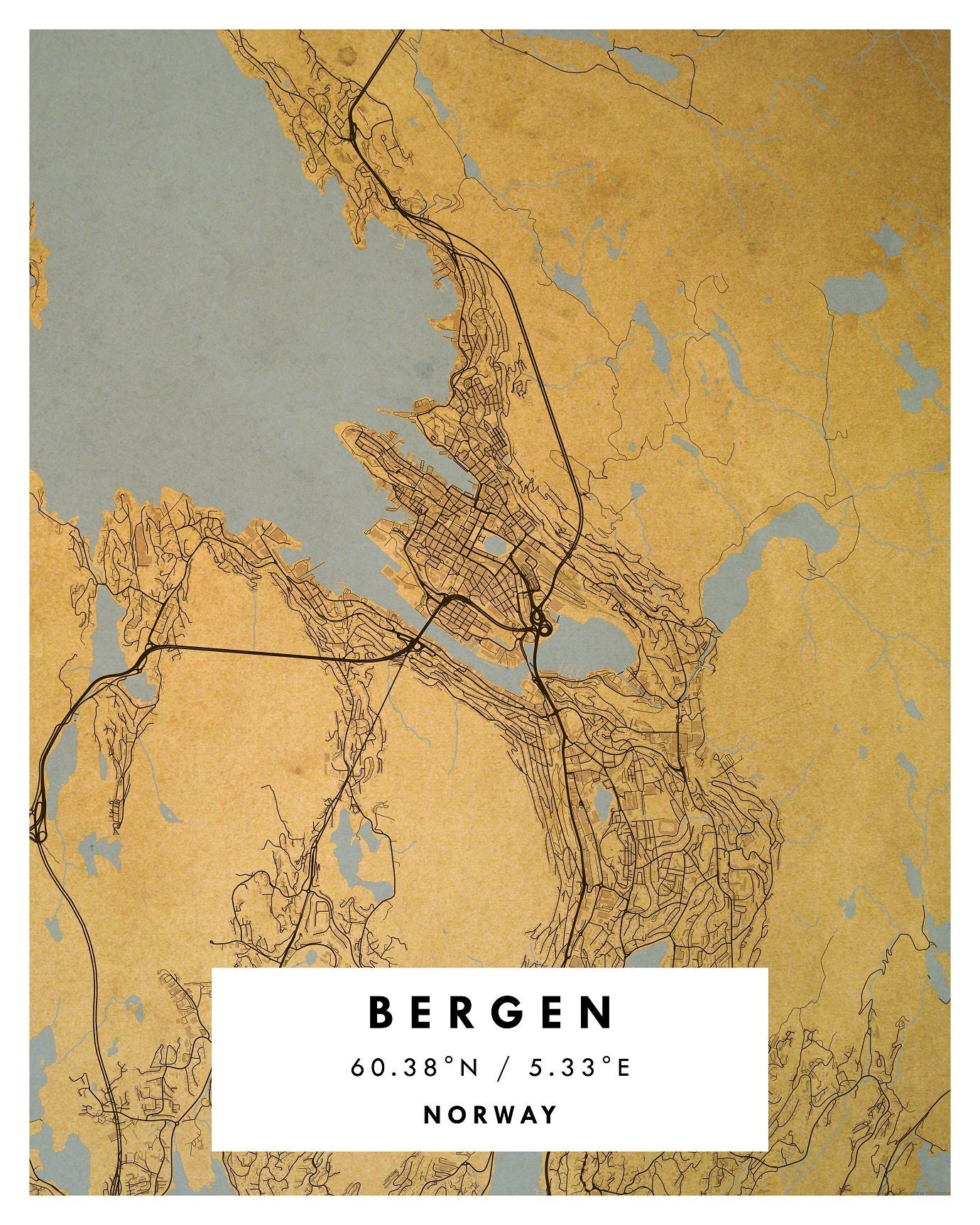 BERGEN Map, City Poster, Norway, Bergen Kart, Map of Bergen, Digital ...