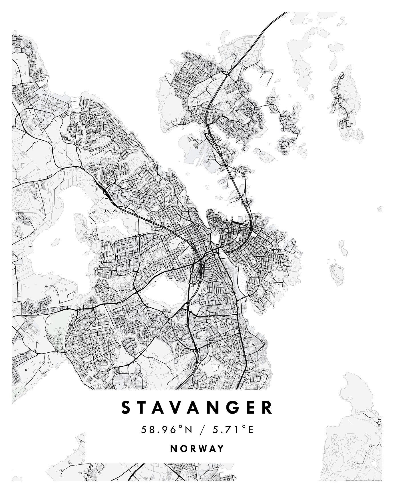STAVANGER Map, City Poster, Norway, Stavanger Kart, Map of Stavanger ...