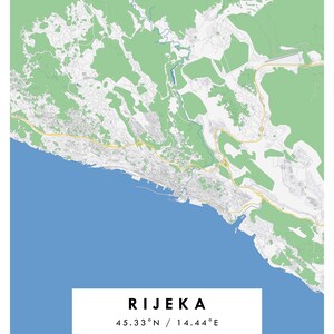 RIJEKA Map, City Poster, Croatia, Karta Rijeke, Map of Rijeka, Digital ...