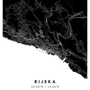 RIJEKA Map, City Poster, Croatia, Karta Rijeke, Map of Rijeka, Digital ...