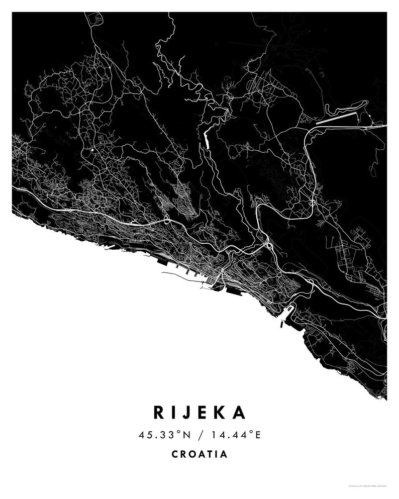 RIJEKA Map, City Poster, Croatia, Karta Rijeke, Map of Rijeka, Digital ...