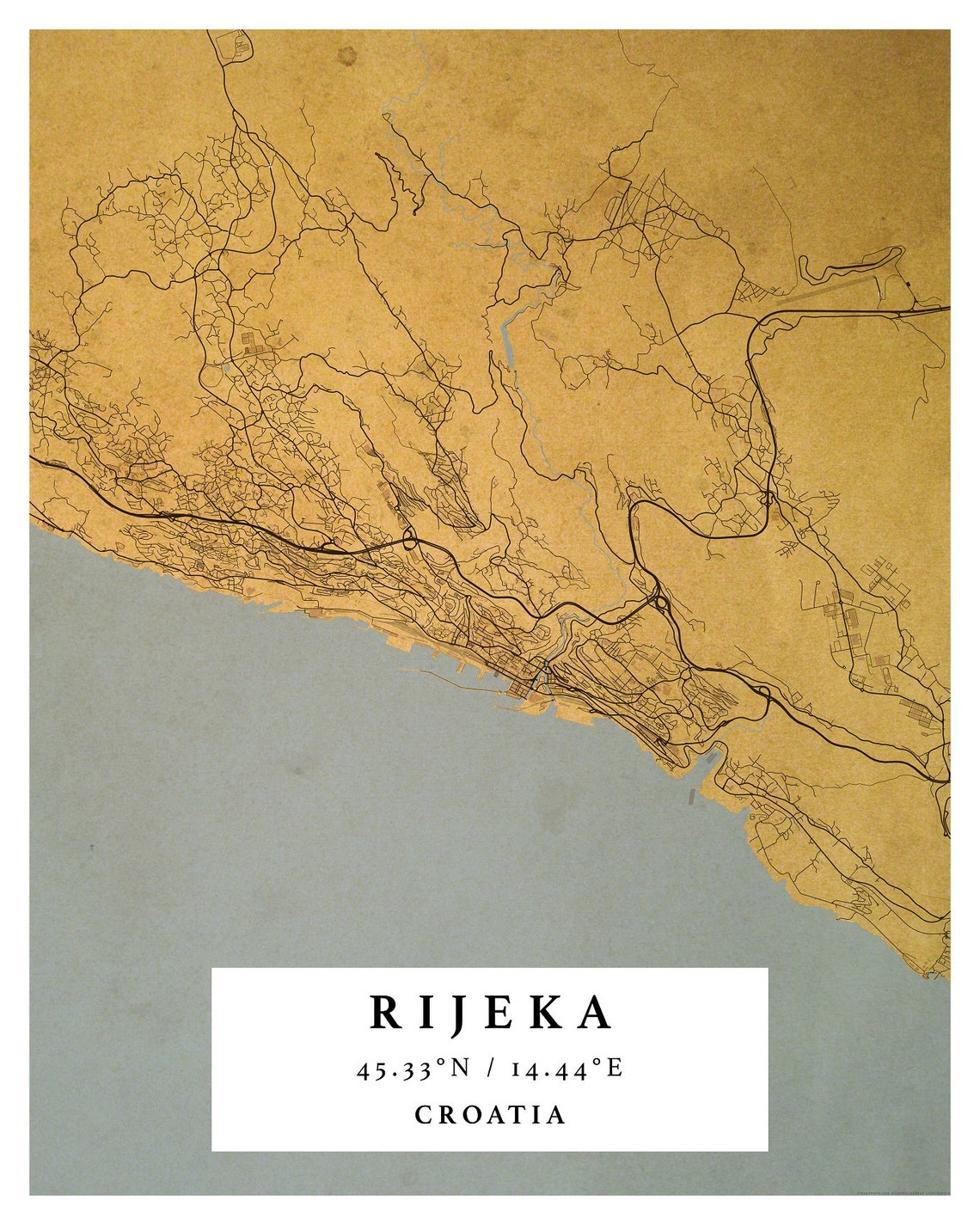 RIJEKA Map, City Poster, Croatia, Karta Rijeke, Map of Rijeka, Digital ...