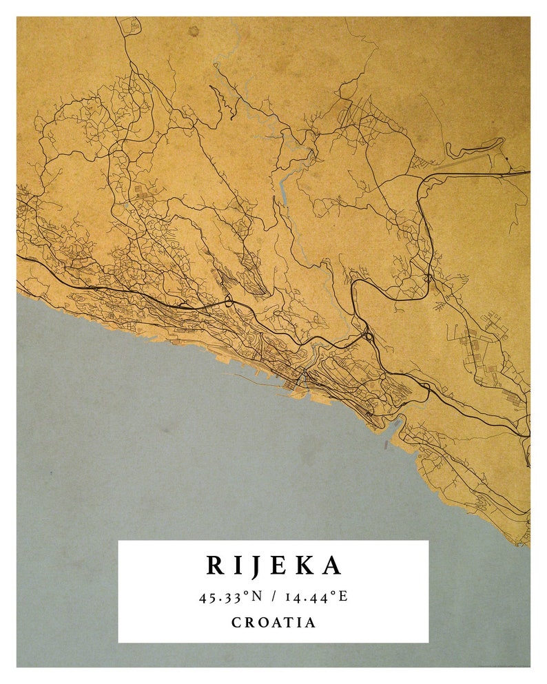RIJEKA Map, City Poster, Croatia, Karta Rijeke, Map of Rijeka, Digital ...