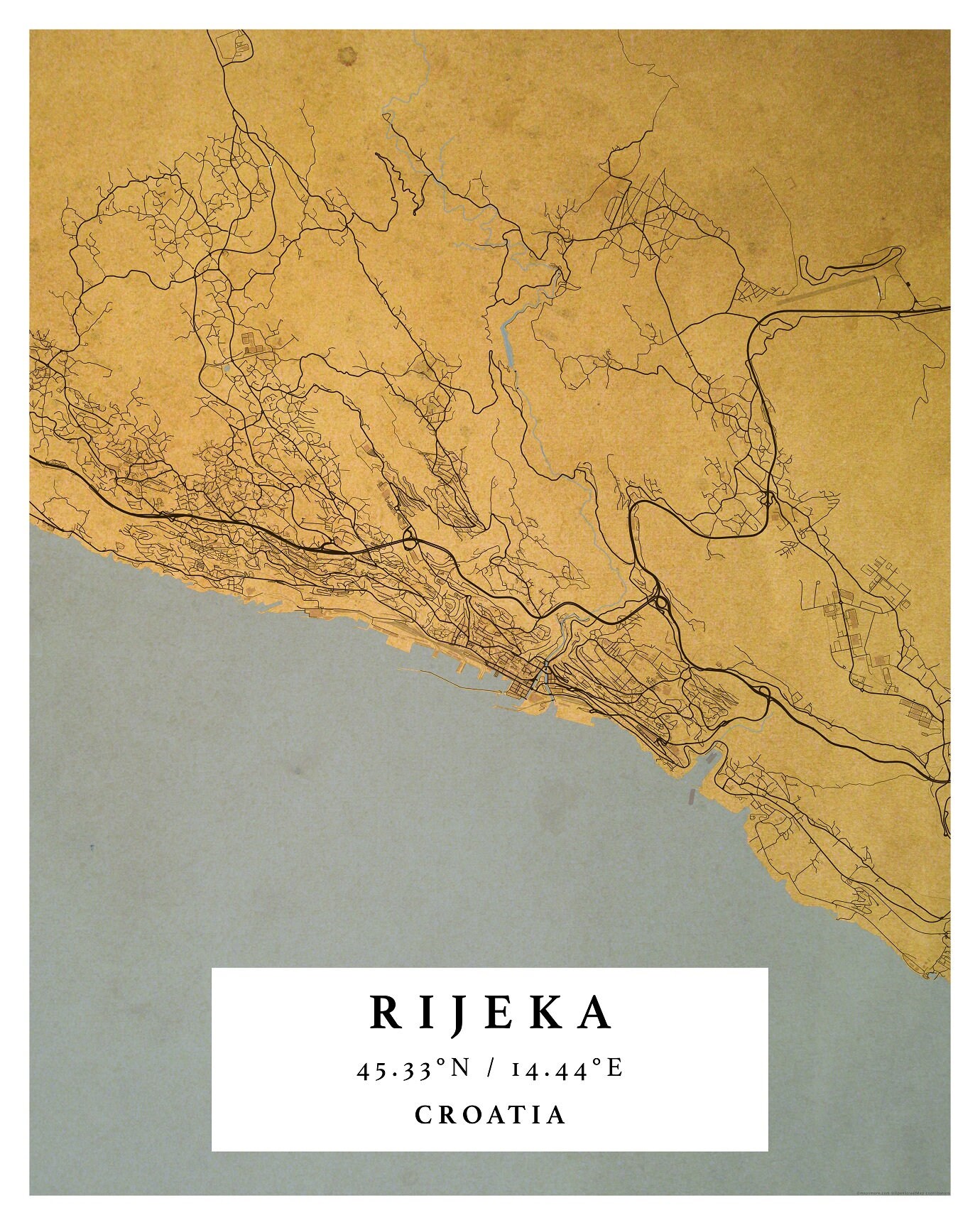 RIJEKA Map, City Poster, Croatia, Karta Rijeke, Map of Rijeka, Digital ...