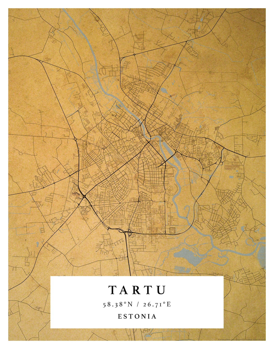 TARTU Map, City Poster, Tartu Kaart, Digital Download, Ready for Print ...
