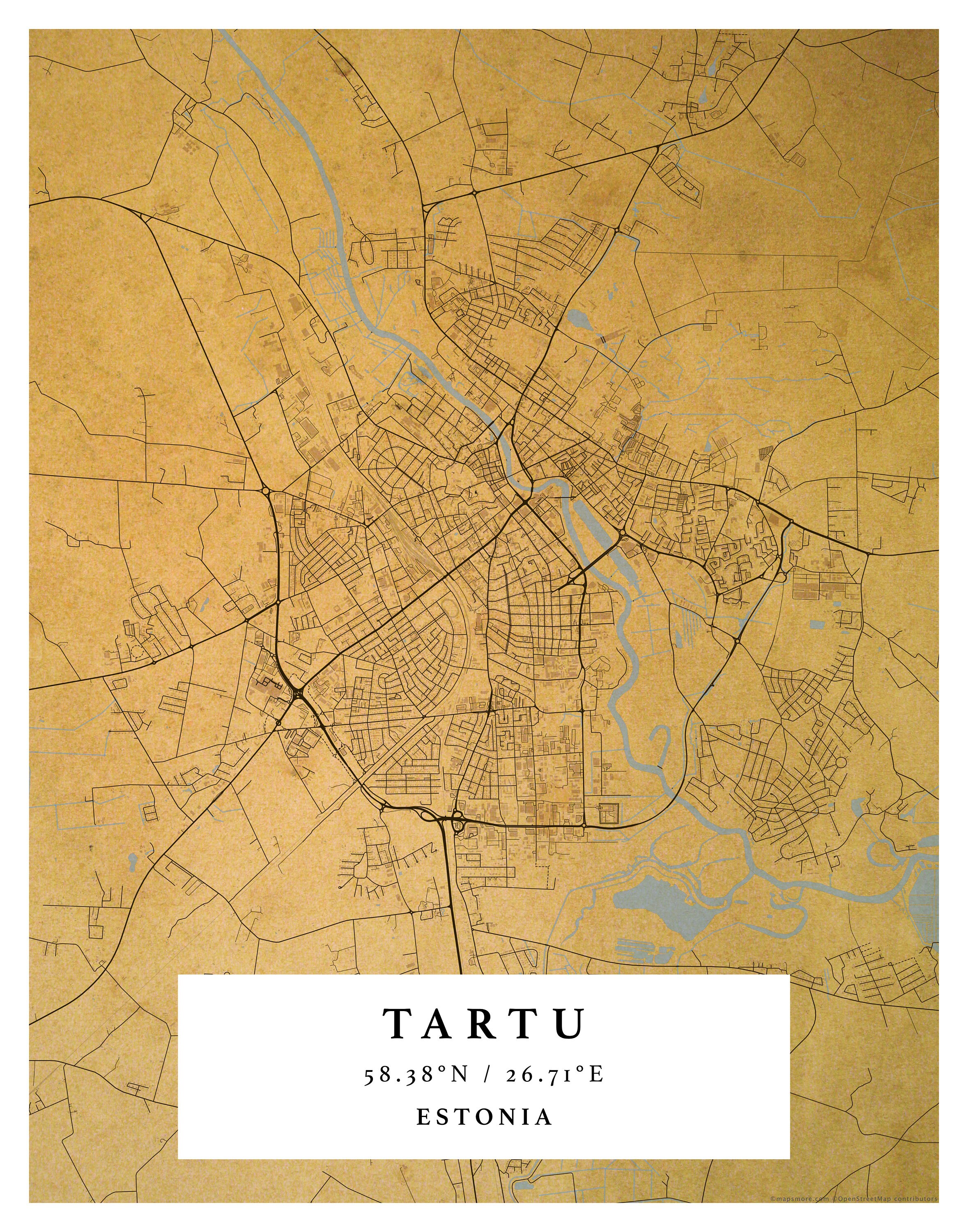 TARTU Map, City Poster, Tartu Kaart, Digital Download, Ready for Print ...