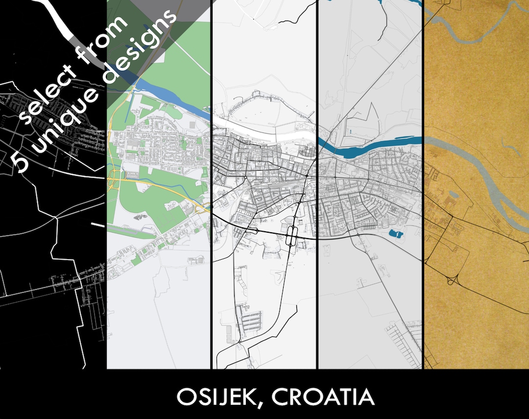 OSIJEK Map City Poster Karta Osijeka Digital Download - Etsy