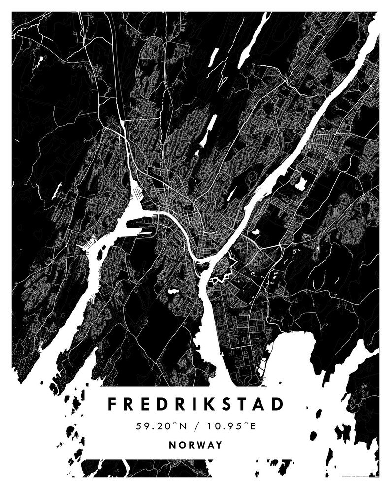 FREDRIKSTAD Map, City Poster, Norway, Fredrikstad Kart, Map of Fredrikstad, Digital Download ...