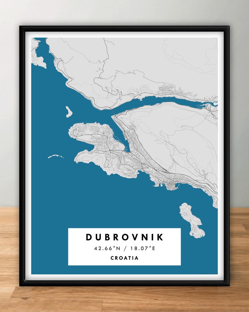 DUBROVNIK Map, City Poster, Croatia, Karta Dubrovnika, Map of Dubrovnik ...