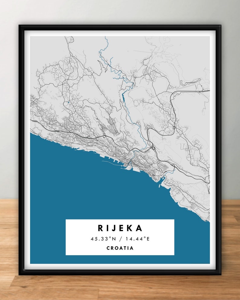 RIJEKA Map, City Poster, Croatia, Karta Rijeke, Map of Rijeka, Digital ...
