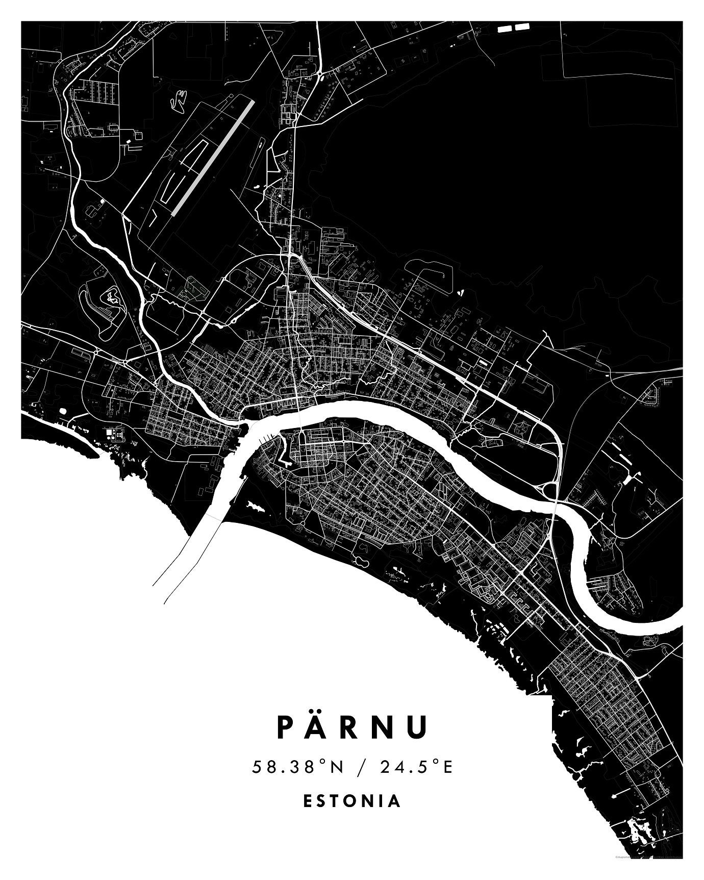 PÄRNU Map, City Poster, Estonia, Pärnu Kaart, Digital Download, Modern ...