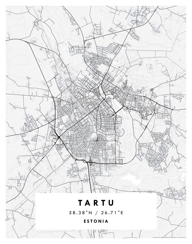 TARTU Map, City Poster, Estonia, Tartu Kaart, Digital Download, Tartu ...