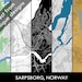 SARPSBORG Map, City Poster, Norway, Sarpsborg Kart, Map of Sarpsborg ...