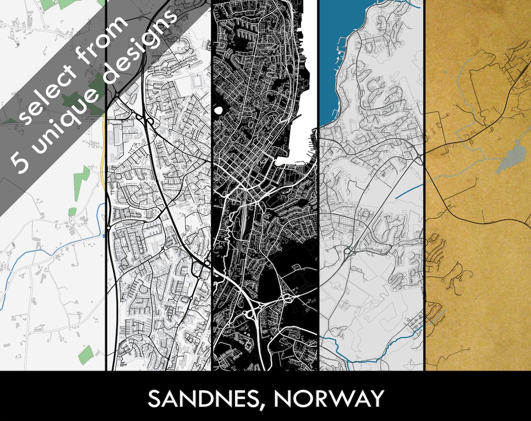SANDNES Map, City Poster, Norway, Sandnes Kart, Digital Download ...