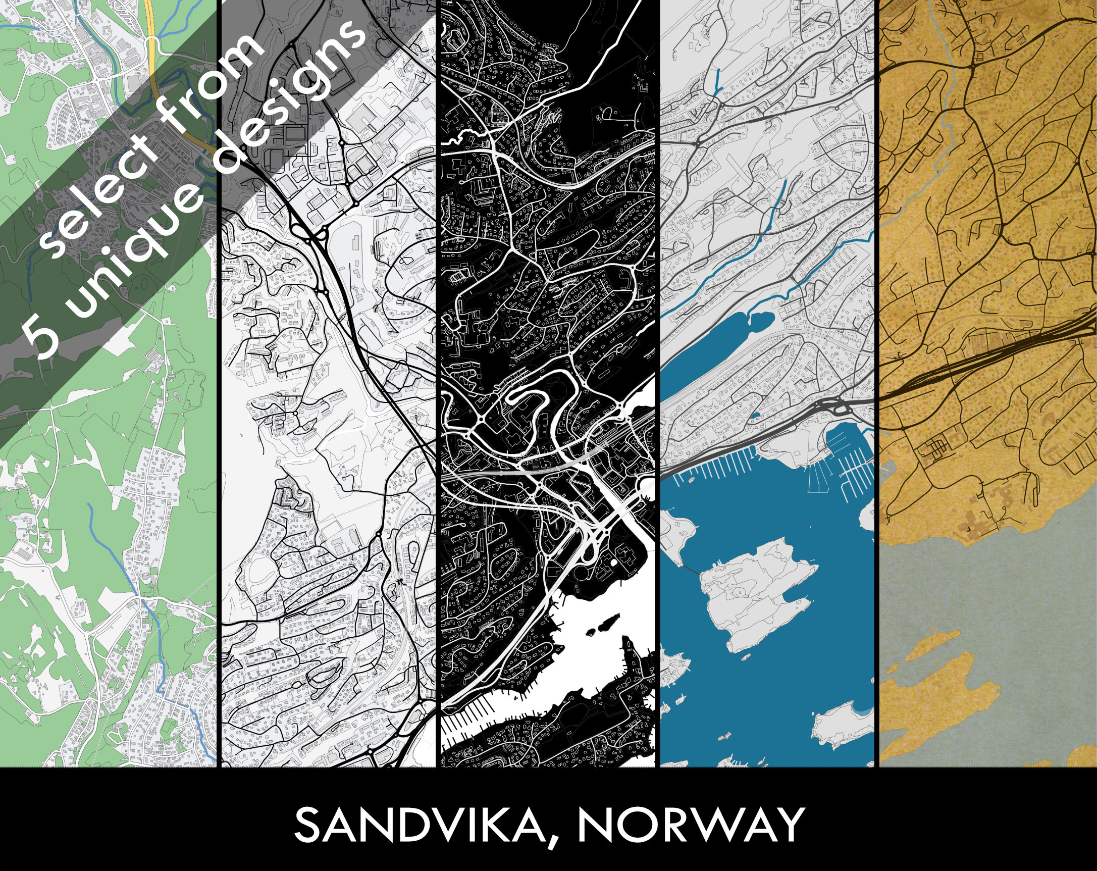 SANDVIKA Map City Poster Sandvika Kart Digital Download - Etsy