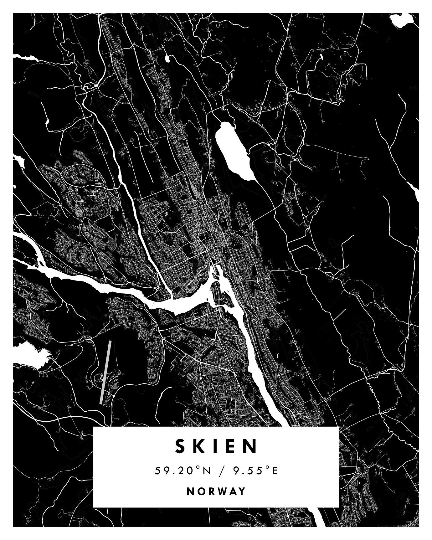 SKIEN Map City Poster Skien Kart Digital Download Ready - Etsy