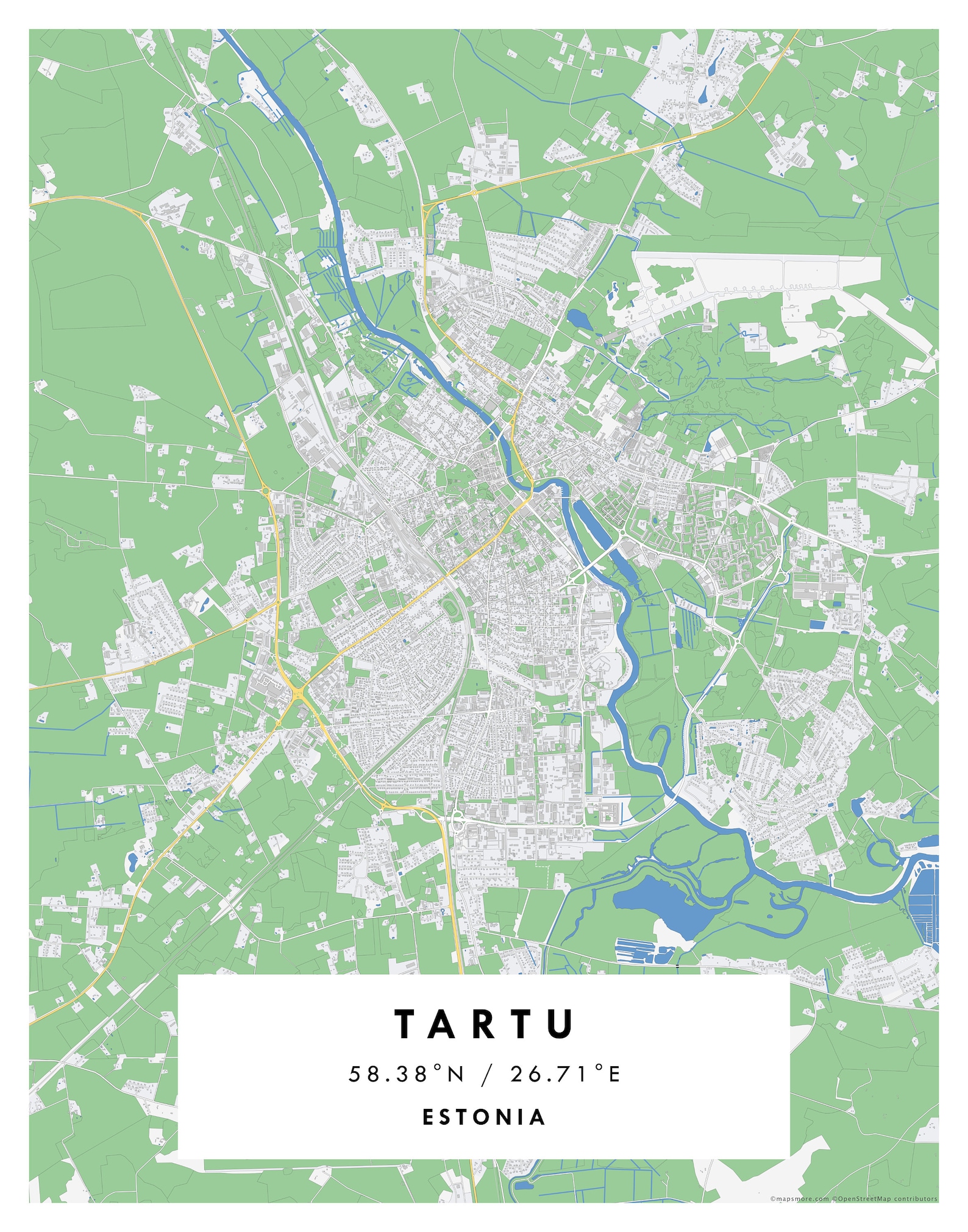 TARTU Map, City Poster, Estonia, Tartu Kaart, Digital Download, Tartu ...