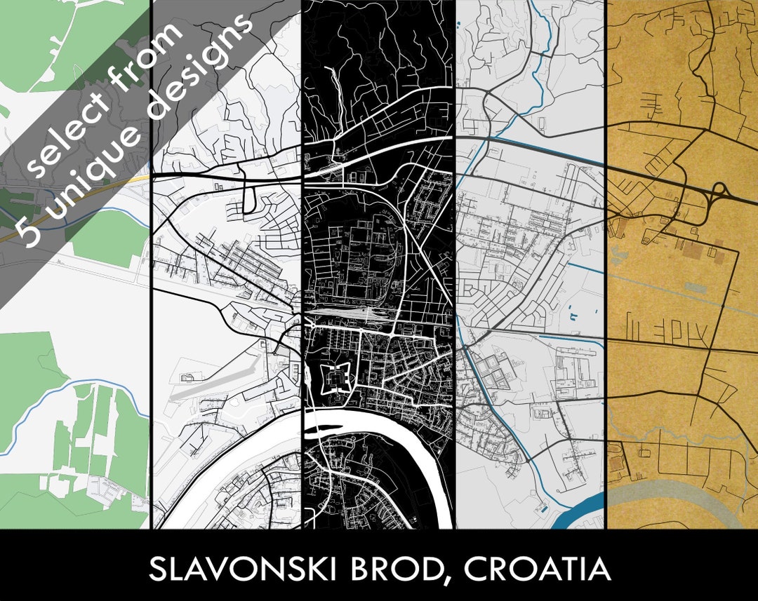 SLAVONSKI BROD Map, City Poster, Karta Slavonskog Broda, Digital ...