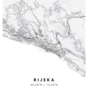 RIJEKA Map, City Poster, Croatia, Karta Rijeke, Map of Rijeka, Digital ...