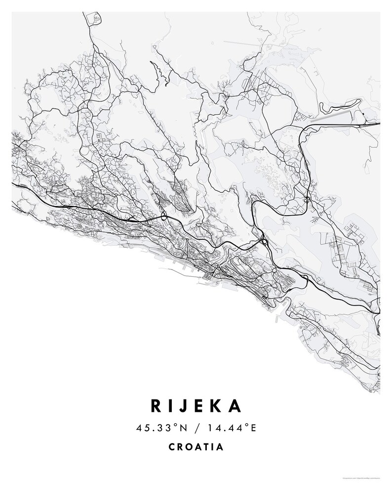 RIJEKA Map, City Poster, Croatia, Karta Rijeke, Map of Rijeka, Digital ...