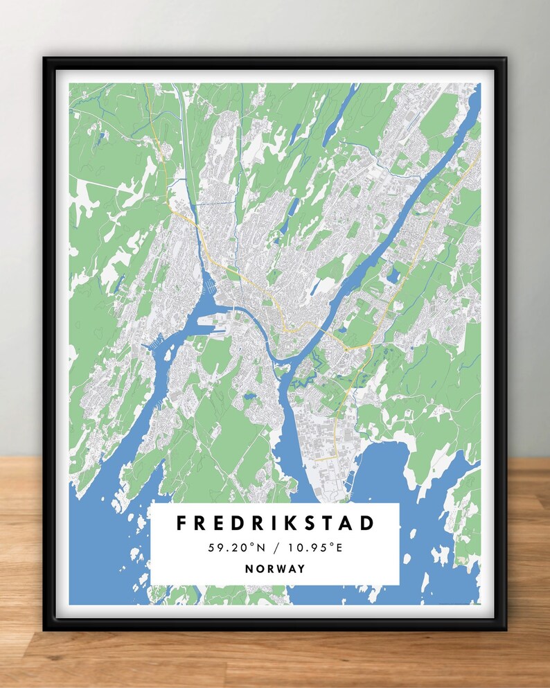 FREDRIKSTAD Map, City Poster, Norway, Fredrikstad Kart, Map of Fredrikstad, Digital Download ...