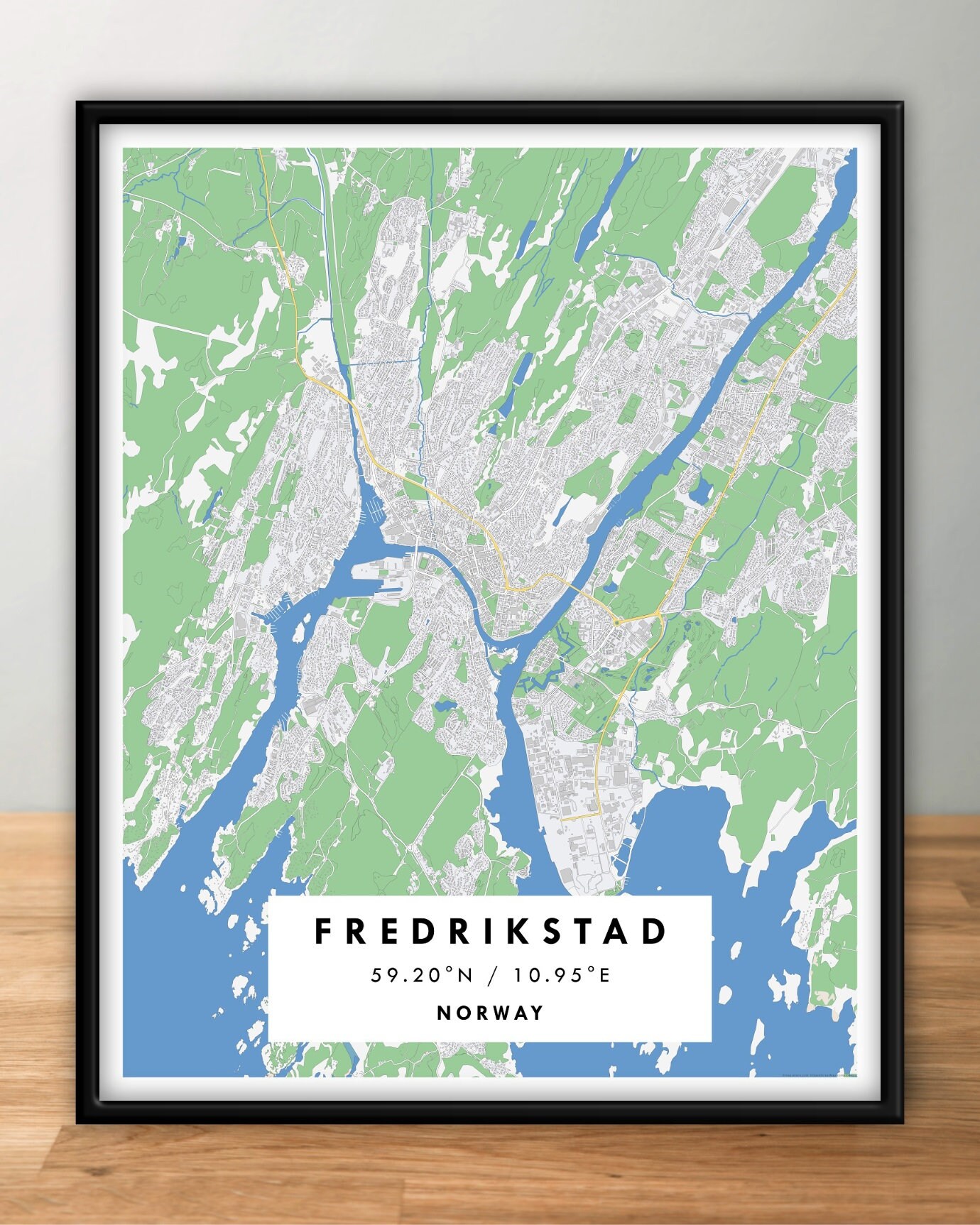 FREDRIKSTAD Map, City Poster, Norway, Fredrikstad Kart, Map of ...