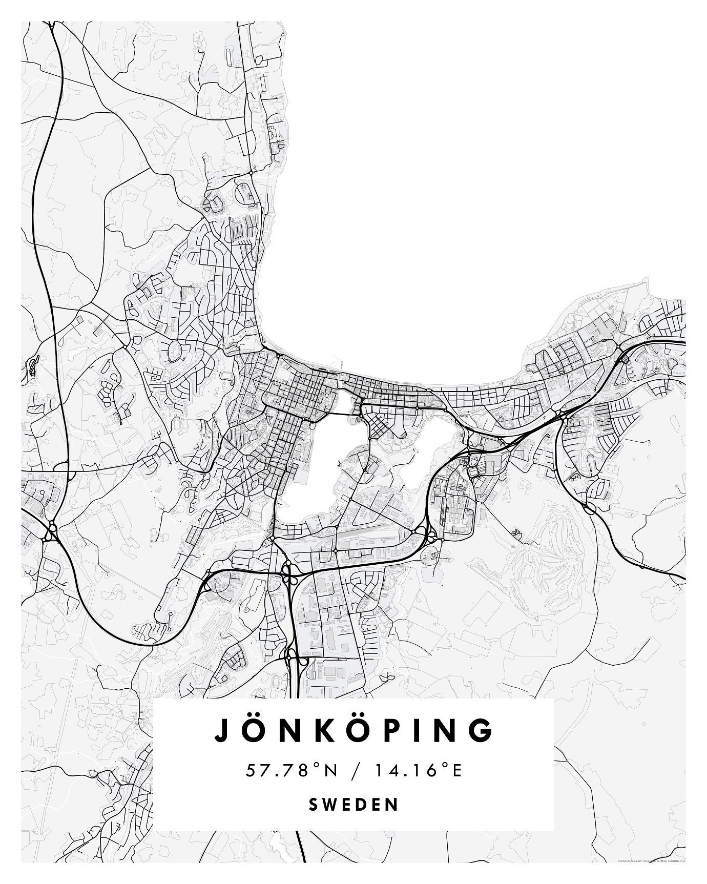 JÖNKÖPING Map City Poster Jönköping Karta Digital Download - Etsy