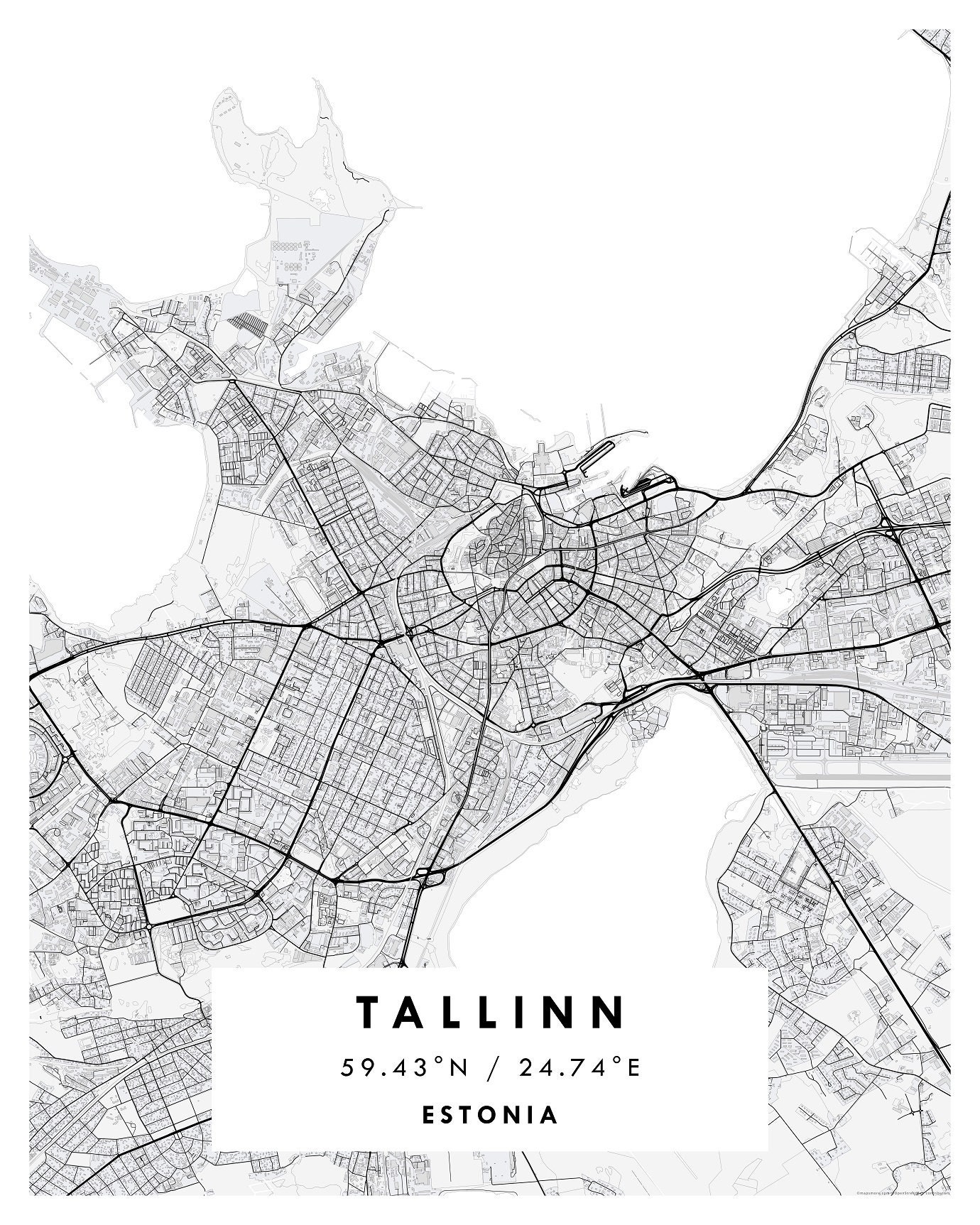 TALLINN Map City Poster Tallinn Kaart Digital Download - Etsy